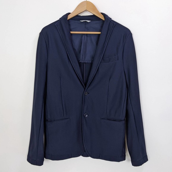 Zara | Suits & Blazers | Zara Man Blue Textured Casual Stretch Blazer ...